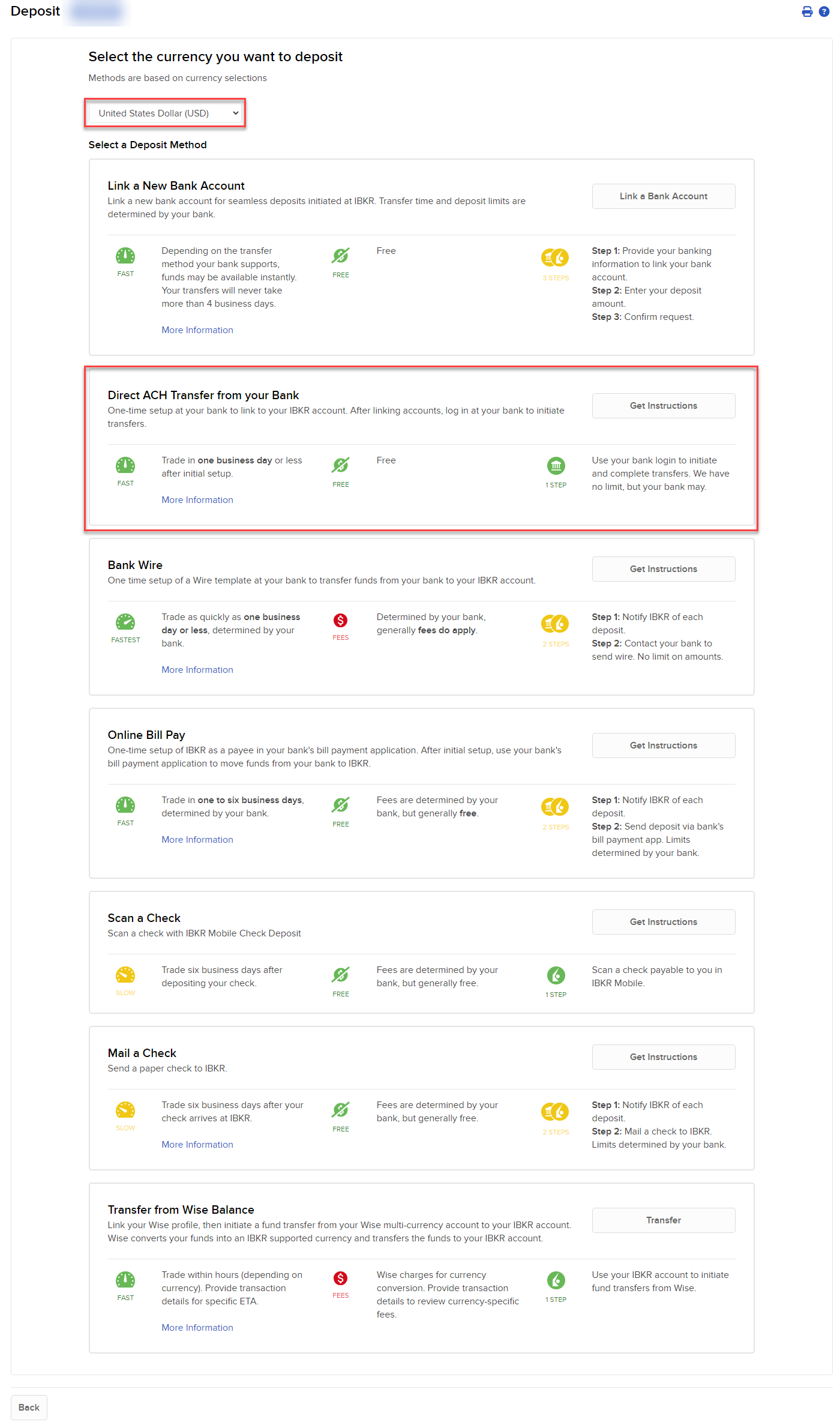 Direct ACH Transfer from your Bank