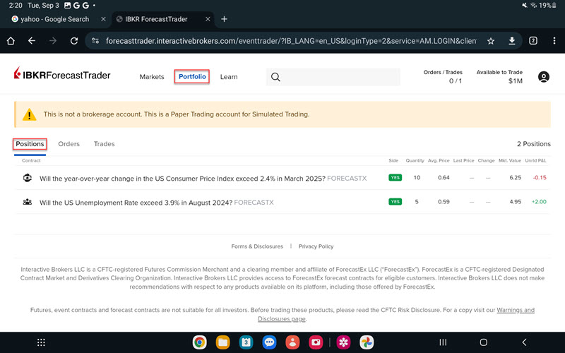 View ForecastTrader Positions