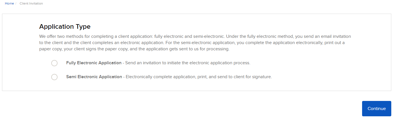 Start a Semi-Electronic Application