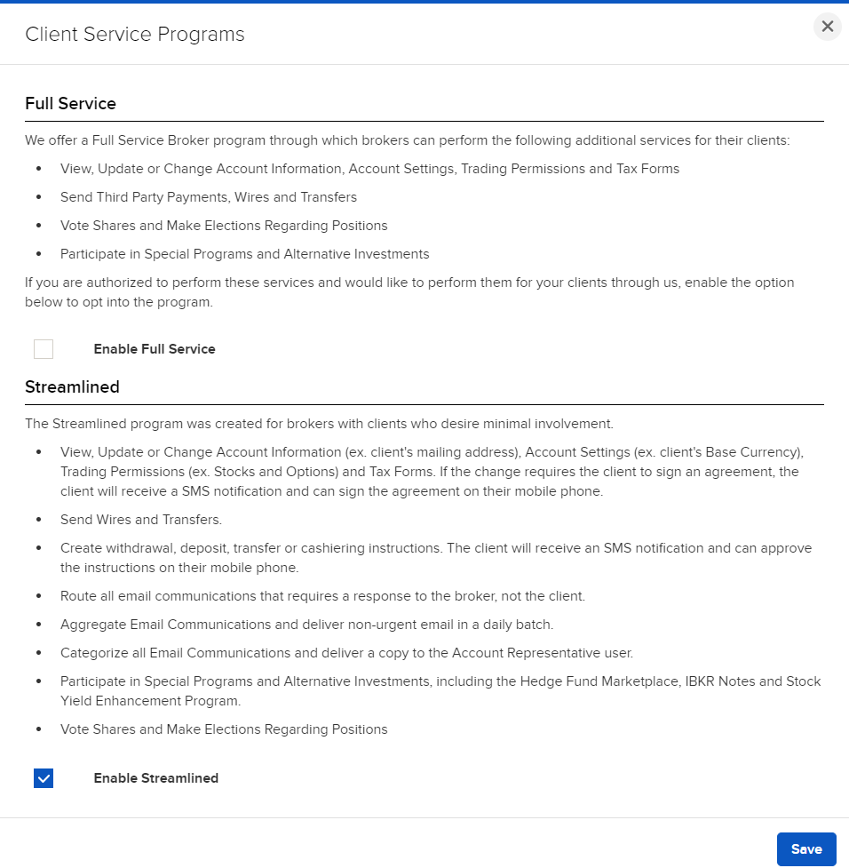 Client Service Programs
