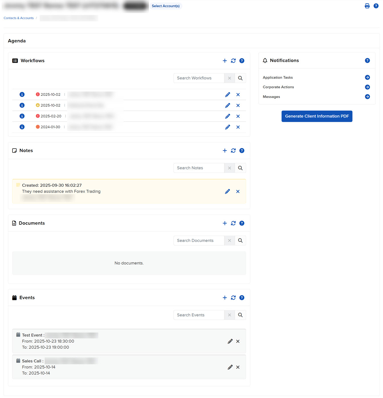 Contact - Agenda