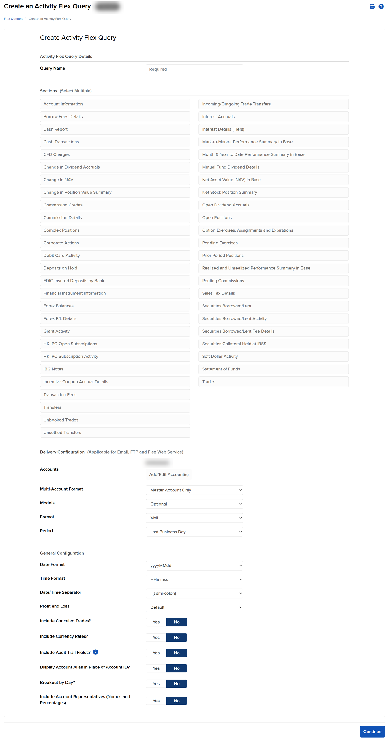 Create an Activity Flex Query