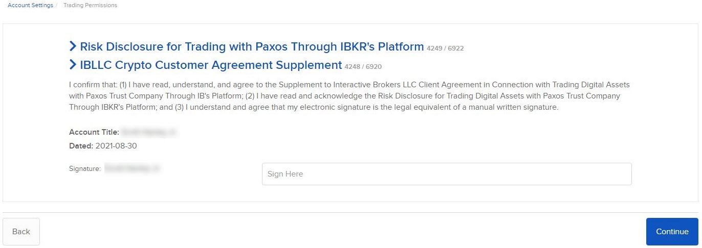 Cryptocurrencies Trading Permission