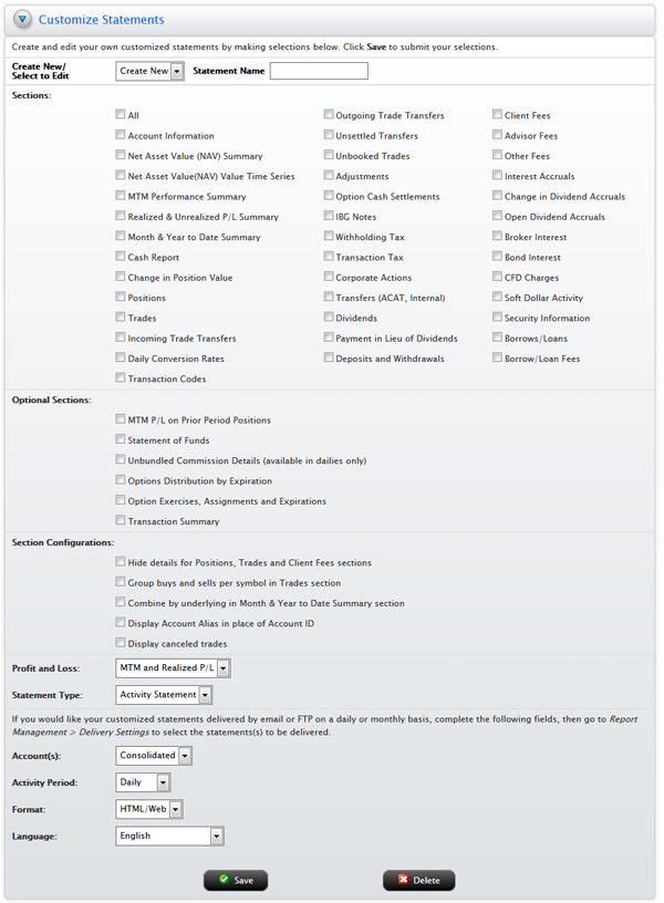 Customized Statements