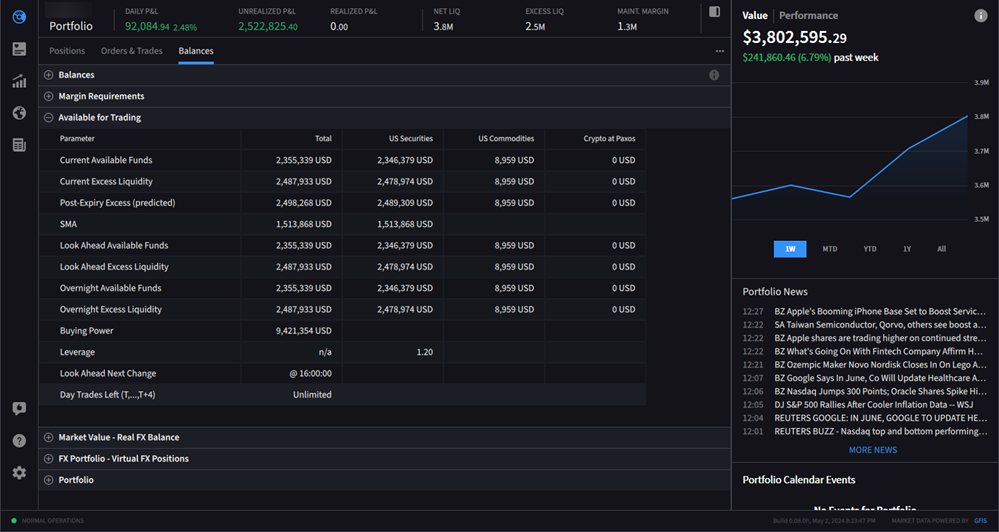 Where can I view my Available for Trading Information?