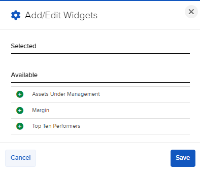 Add/Edit Widgets