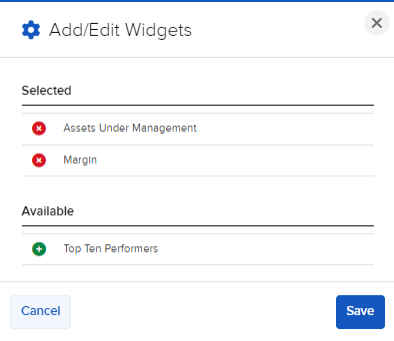 Add/Edit Widgets