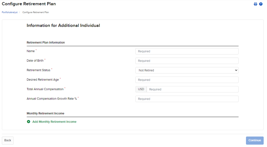 Retirement Planner - Institutions
