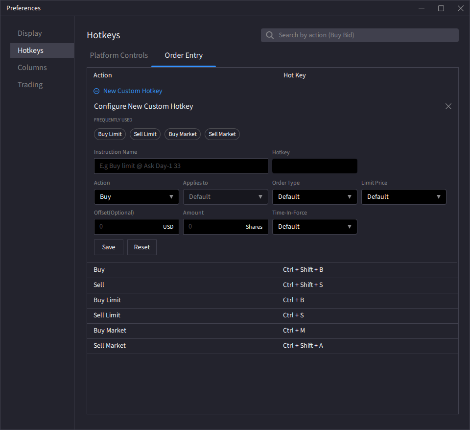 Preview Version 0.05 Rapid Order Entry Enhancements, Option Chain List View